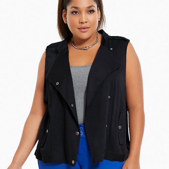torrid | Jackets & Coats | Torrid Black Drape Button Snap Vest | Poshmark